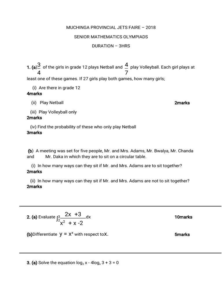 Senior Maths Olympiads | PDF