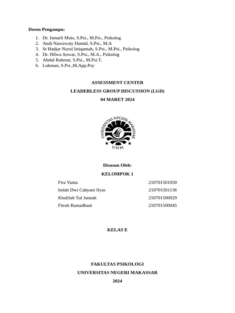 Assessmen Center LGD | PDF