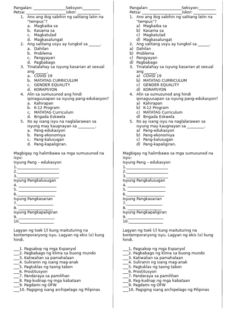 First Quiz Apan | PDF
