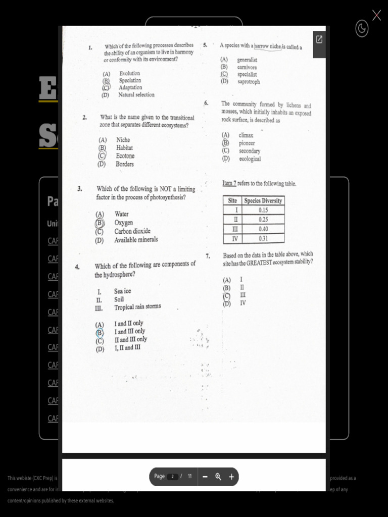 CAPE Environmental Science Past Papers | PDF | Caribbean