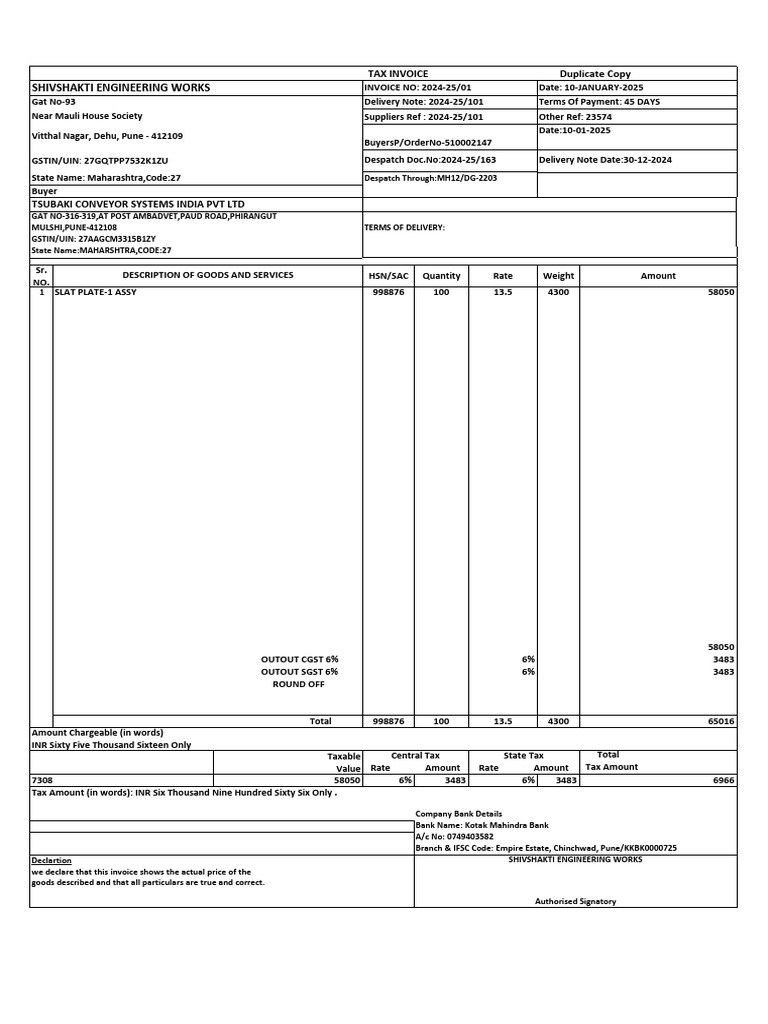 Invoice Format Duplicate | PDF | Taxes | Payments