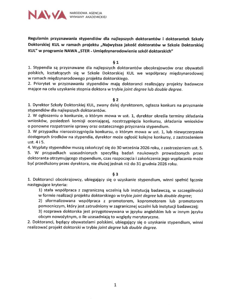 POL Regulamin Przyznawania Stypendiow Dla Najlepszych Doktorantow STER | PDF