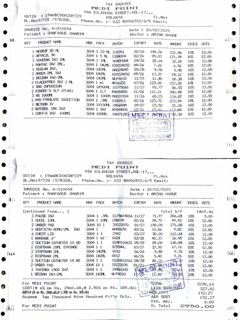 Dental Invoice A-010054 | PDF