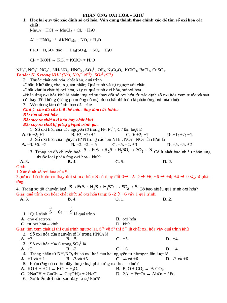 HD Ôn Bài Oxi Hóa KH | PDF