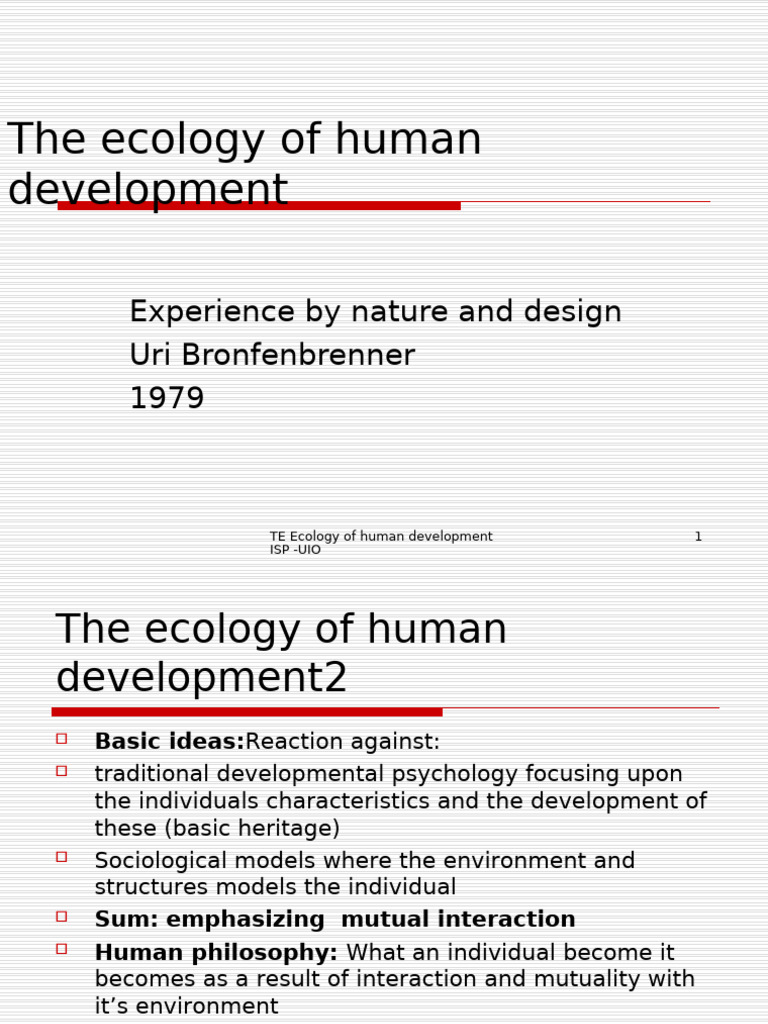 Ecology of Human Development Explained | PDF | Ecology | Psychological ...
