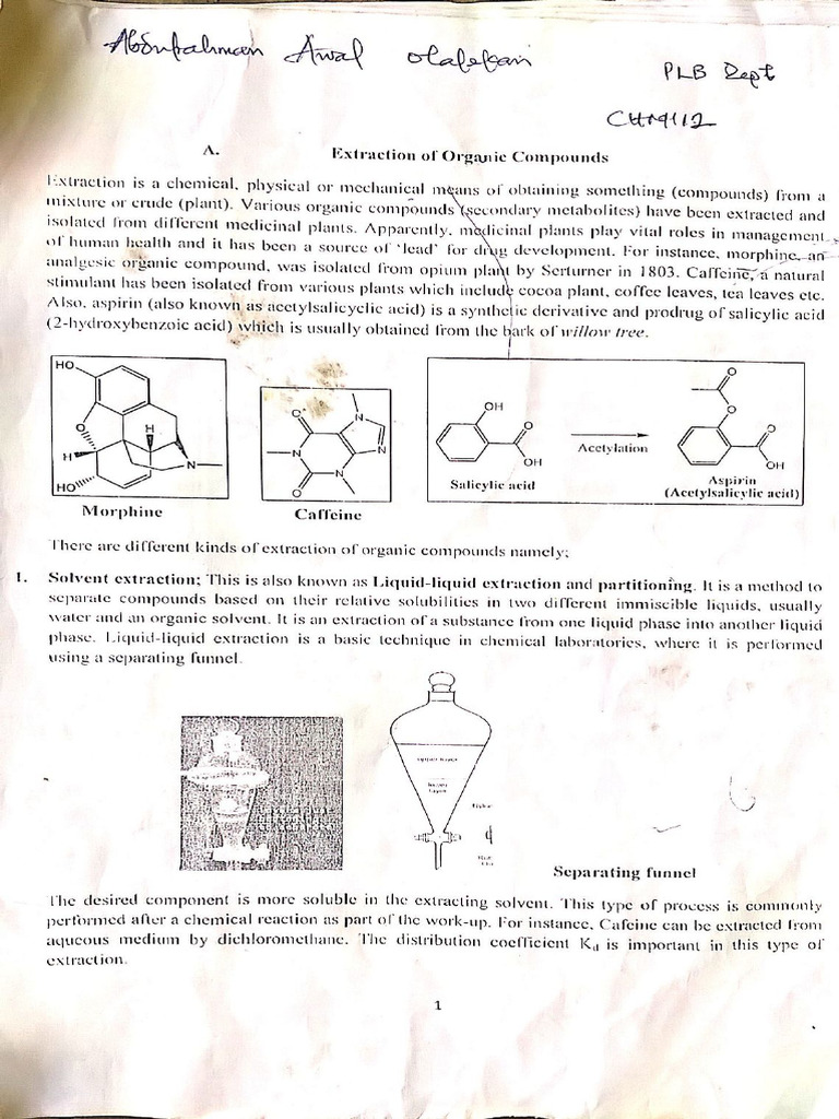 (Sir D) Extraction of Organic Compd | PDF