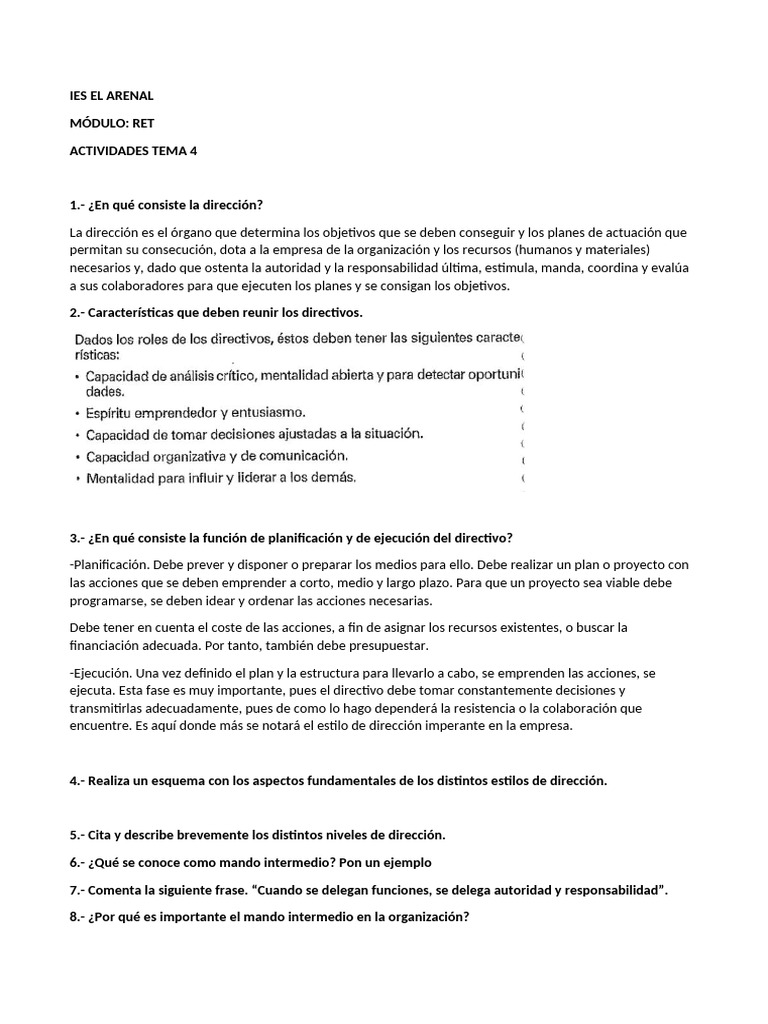 ACT RET TEMA 4 | PDF