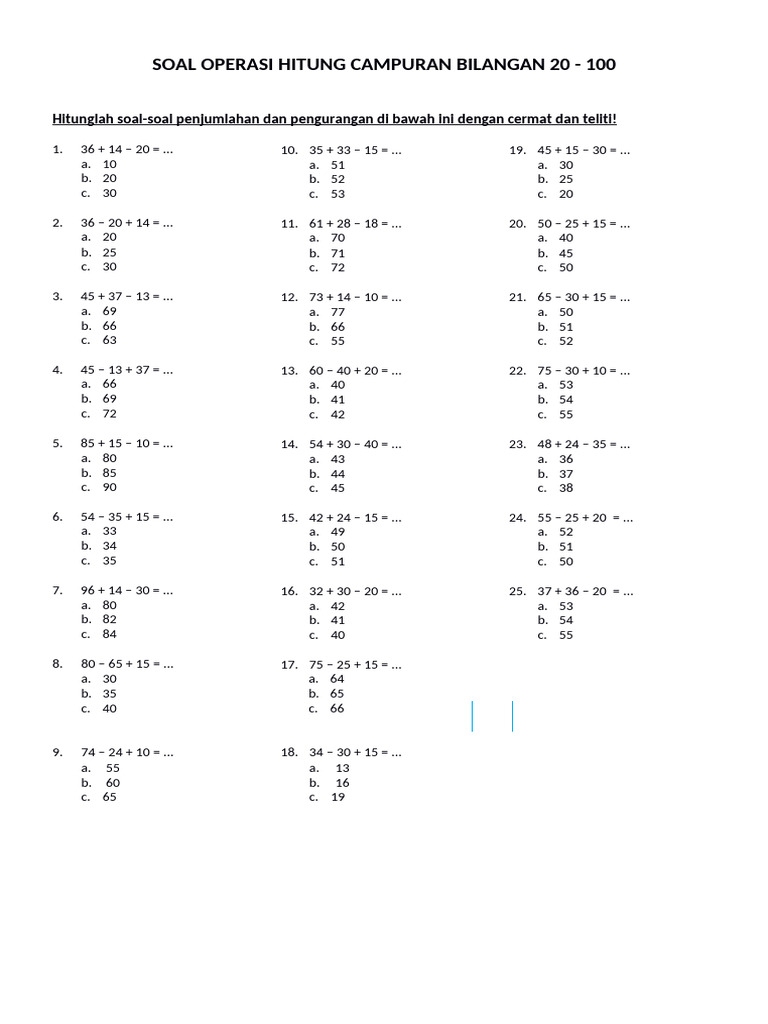 Mixed Operations Math Problems | PDF