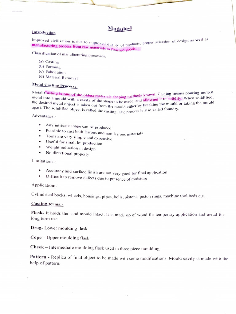 Manufacturing Process Unit 1 Material | PDF | Casting | Building Materials