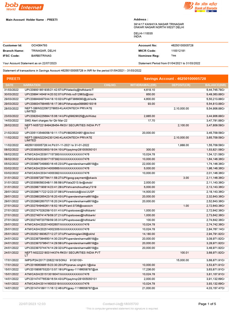 Op Transaction History UX522!07!2023 | PDF | Services (Economics) | Economy Of India