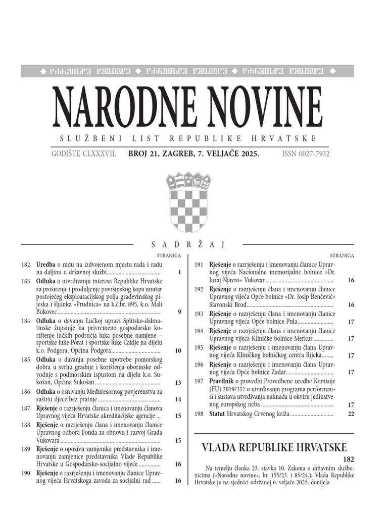 NN Uredba Rad Izdvojeno Mjesto 2025-1 | PDF