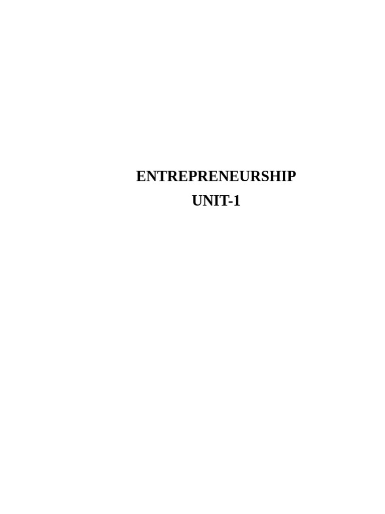 Unit 1 | PDF | Entrepreneurship | Economics