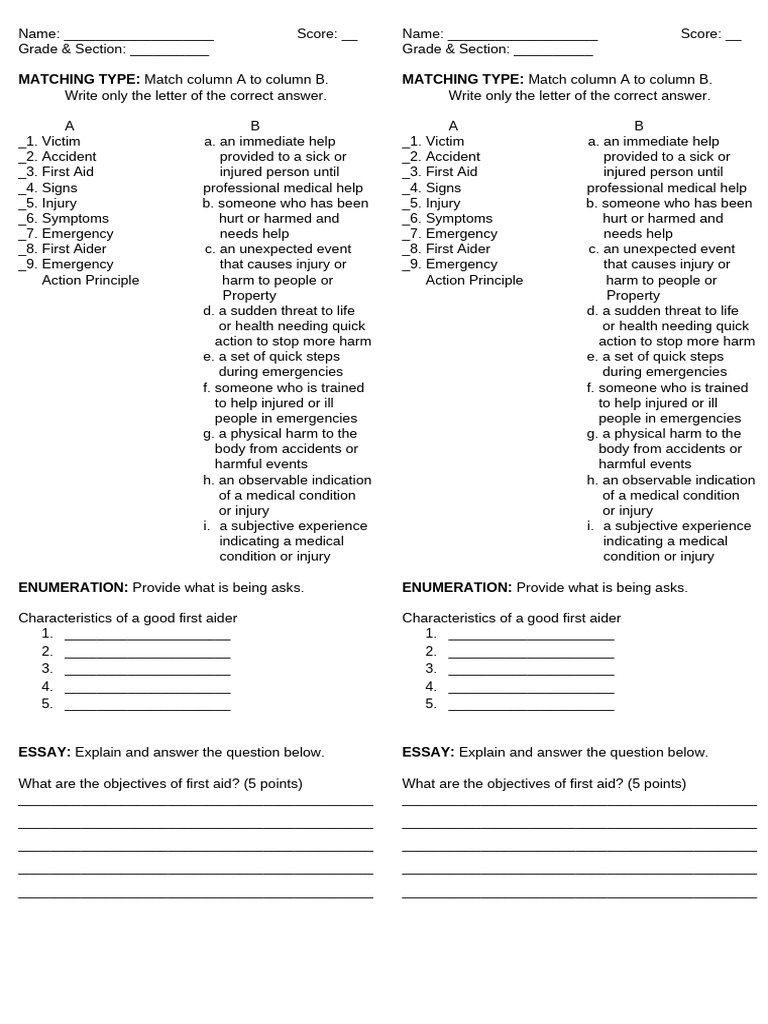 First Aid Knowledge Assessment | PDF | First Aid