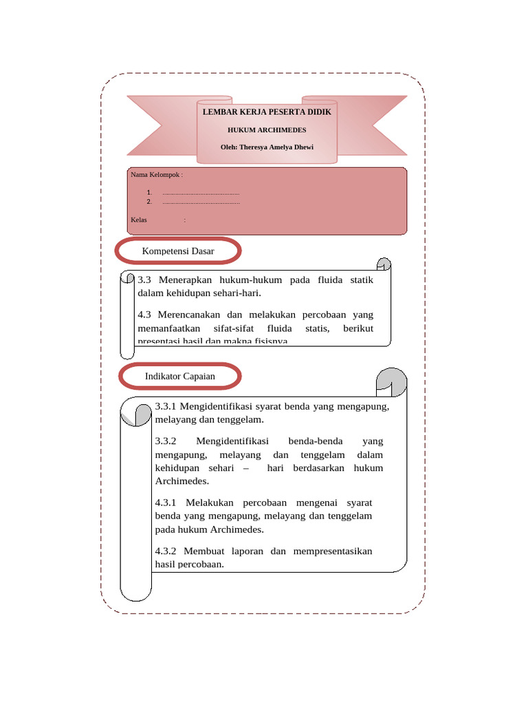 LKPD HUKUM ARCHIMEDES ORI | PDF