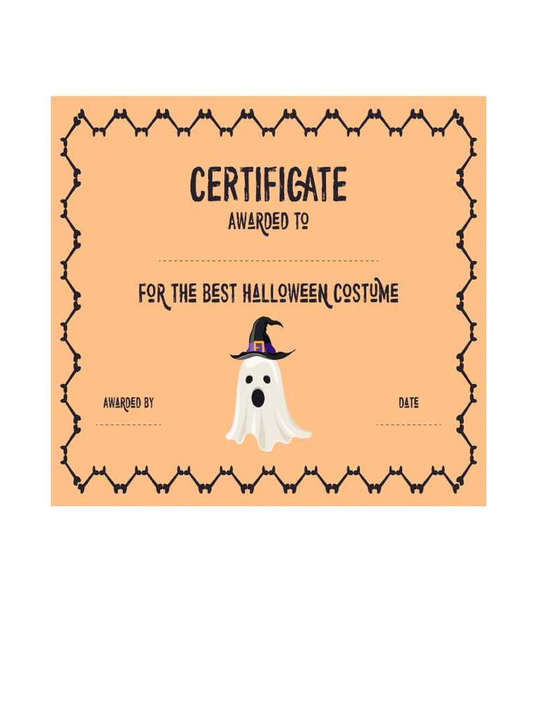 Printable Best Costume Award Certificate Templaten - 8358.jpg | PDF
