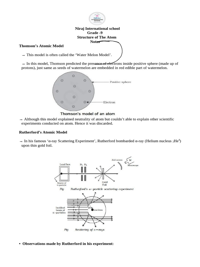 STRUCTURE OF THE ATOM Running Notes | PDF | Atoms | Atomic Nucleus