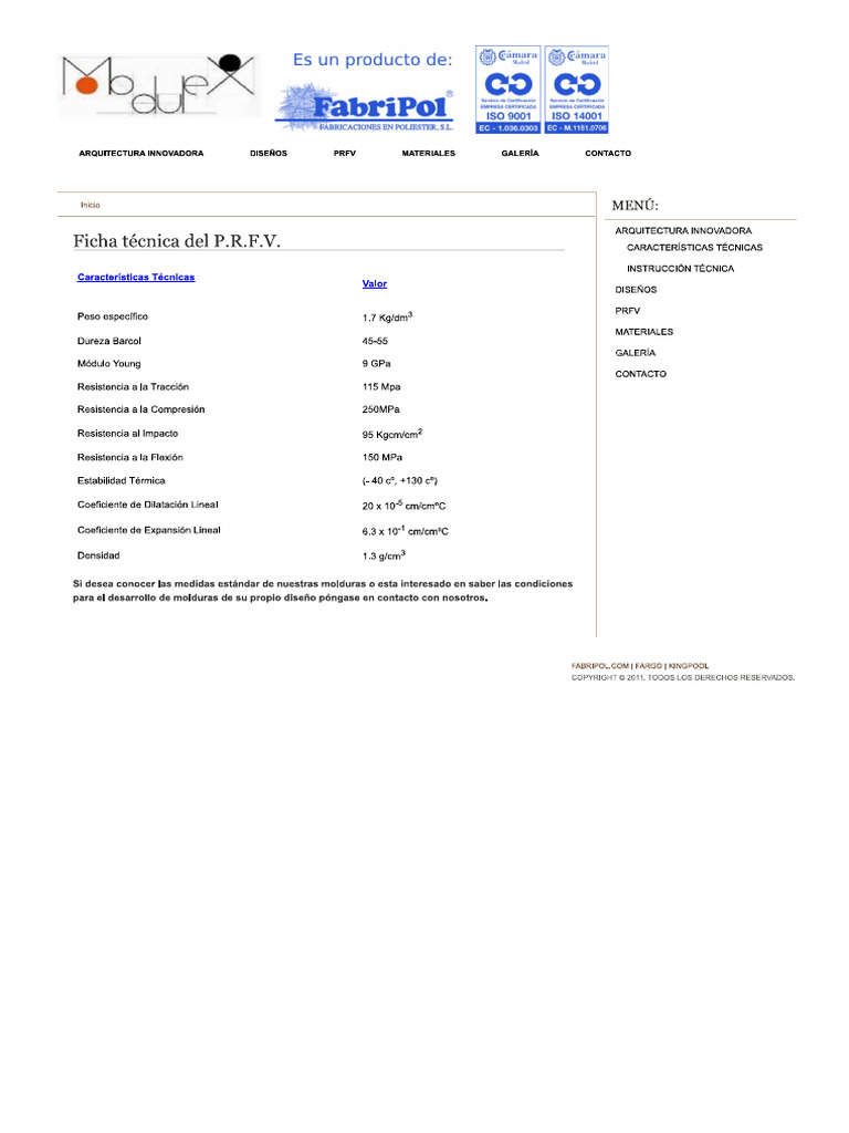 Peso Específico PRFV | PDF