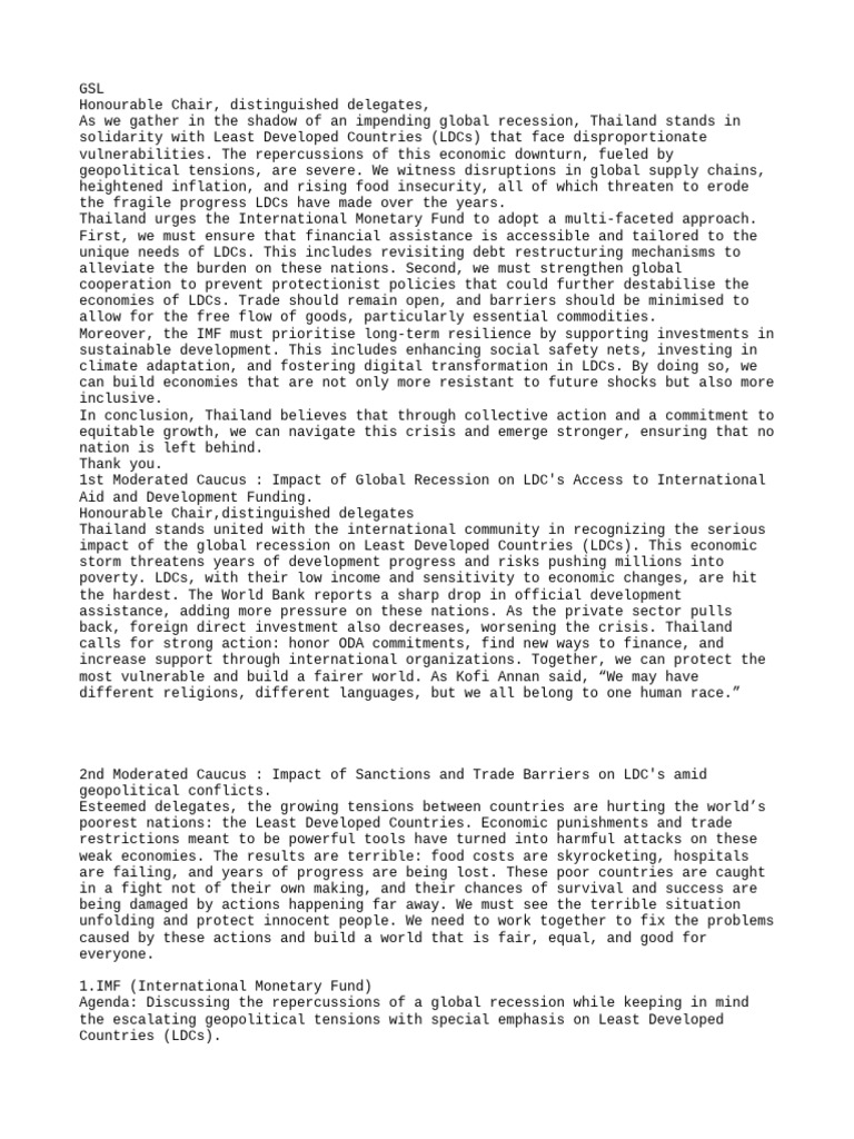 mun speech iyifcyvyfciv | PDF | Recession | Great Recession