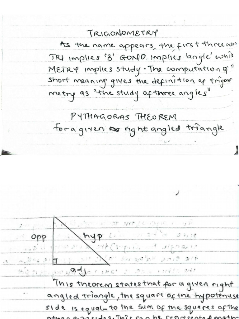 MTH101 – Trigonometry Note | PDF