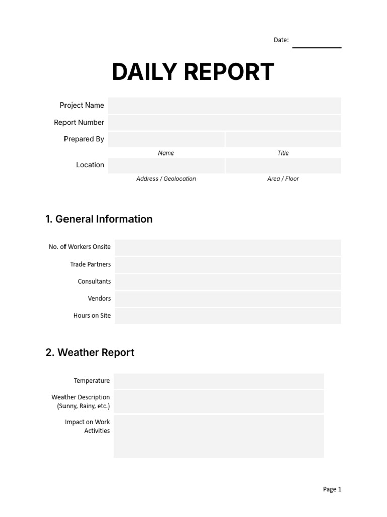 Daily Construction Report Template | PDF