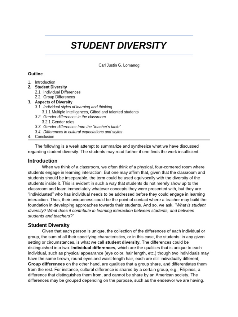 STUDENT DIVERSITY Summary | PDF | Neuroscience | Liberal Arts Education