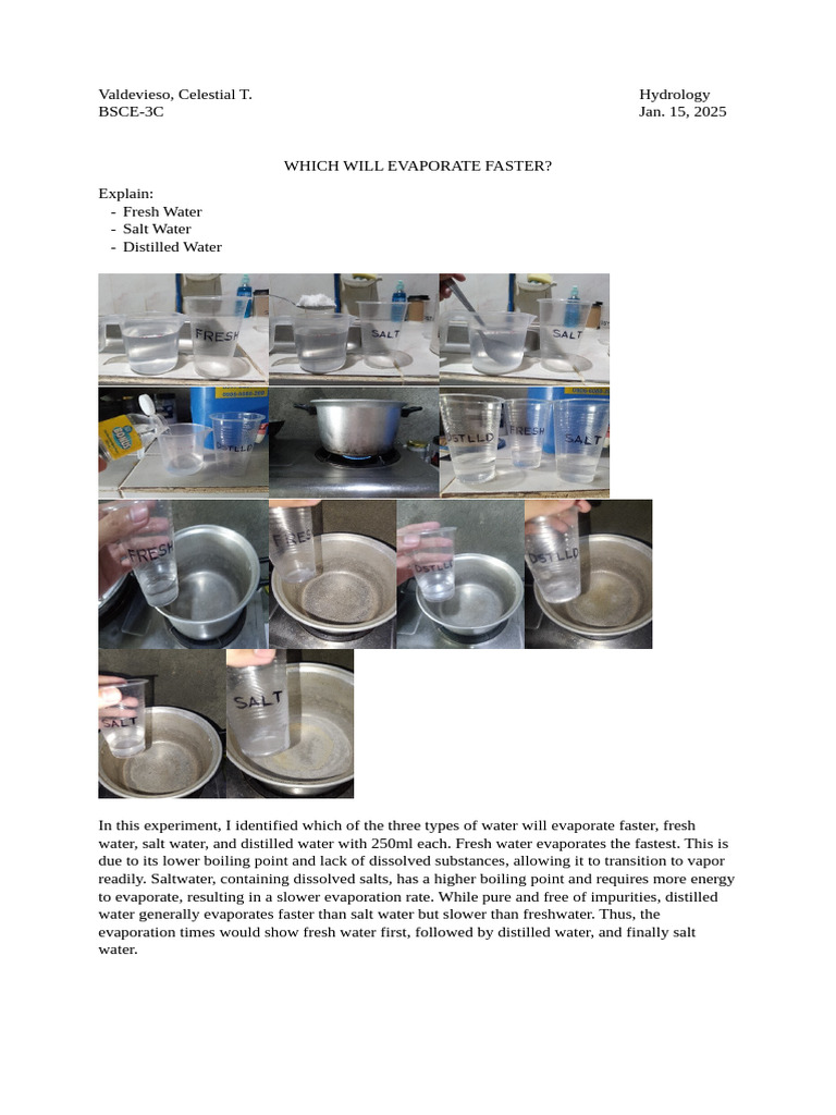 Water Evaporation Rates Compared | PDF