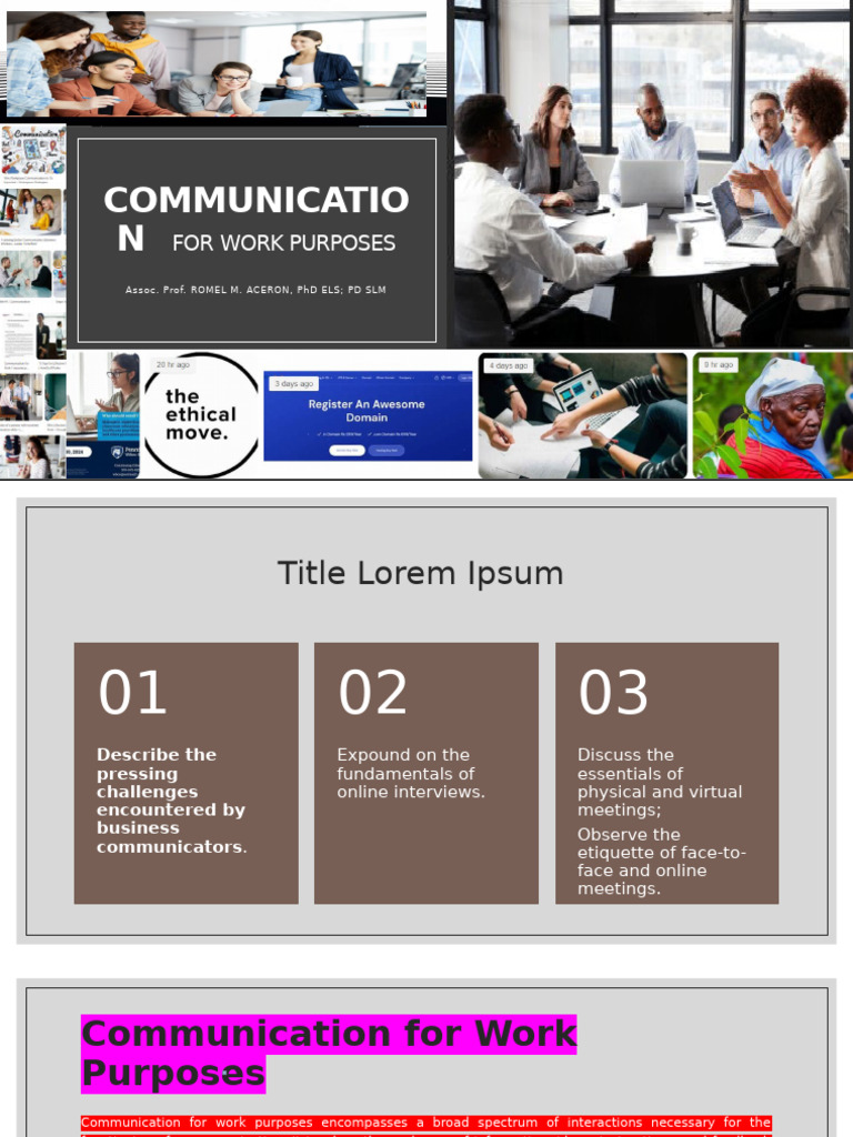Communication For Work Purposes | PDF | Communication | Learning