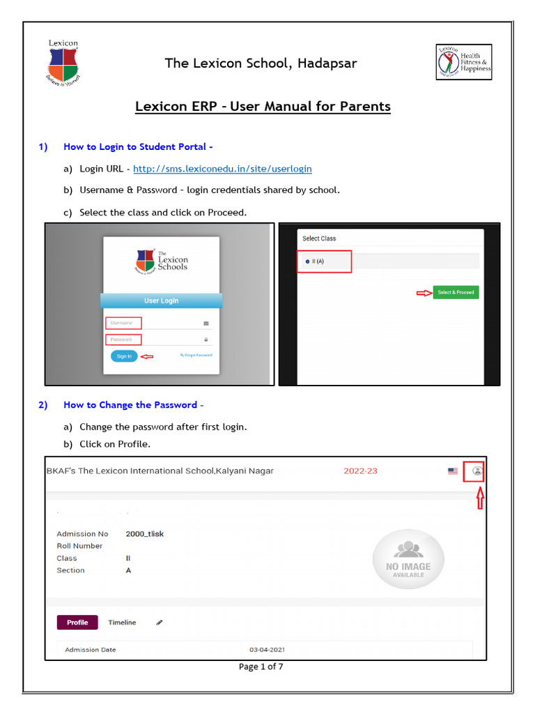 Lexicon ERP - User Manual For Parents | PDF | User (Computing) | Software