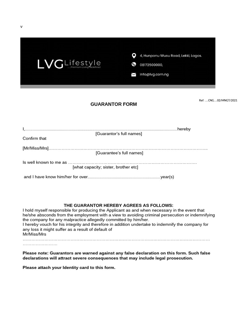 Guarantor Form Template for Employment | PDF | Justice | Crime & Violence