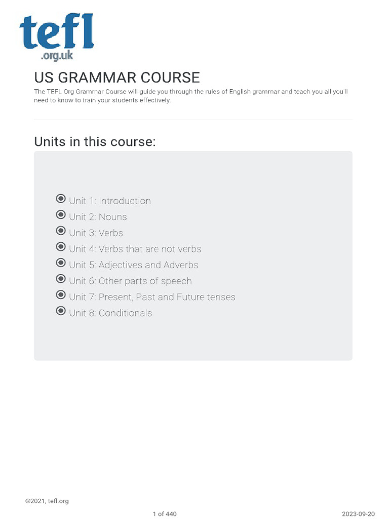 TEFL course US grammar | PDF
