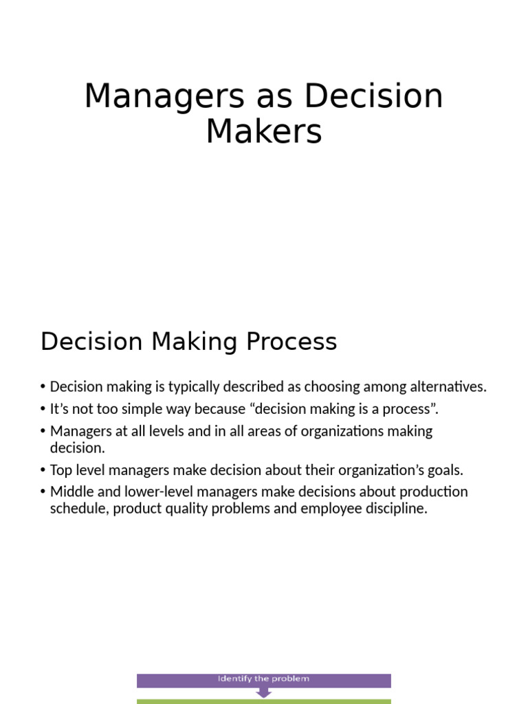 Managers As Decision Makers | PDF | Decision Making | Rationality