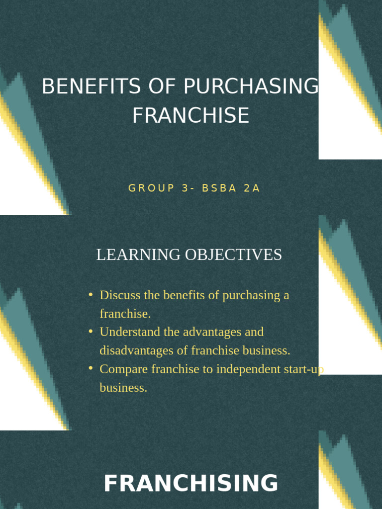 Benefits of Purchasing A Franchise | PDF | Franchising | Business