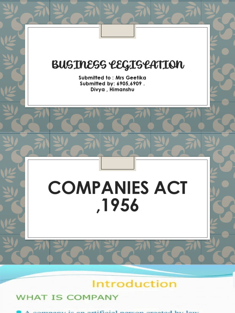 Companies Act 1956 | PDF
