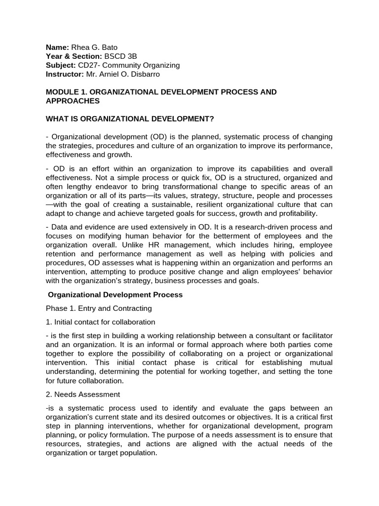 Organizational Development Process Overview | PDF | Organization ...