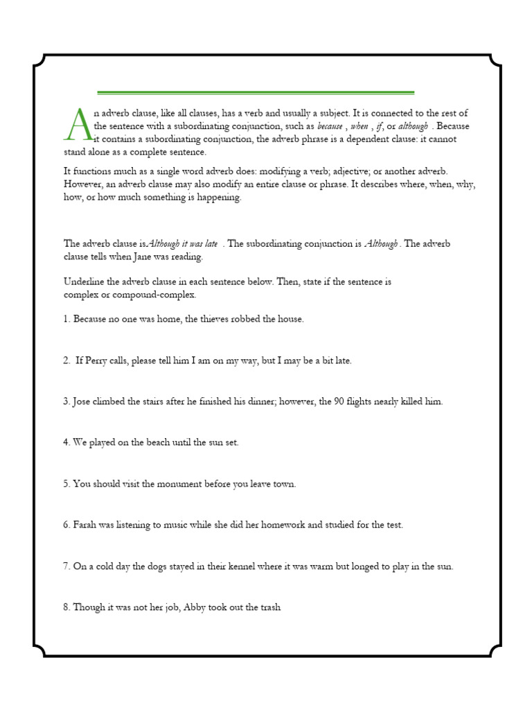 Semester 2 Grammar Practice | PDF | Adverb | Clause