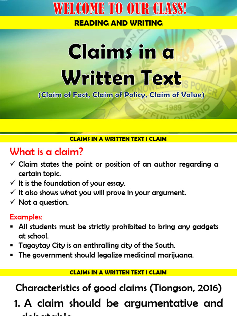 Understanding Claims in Writing | PDF | Policy | Argument