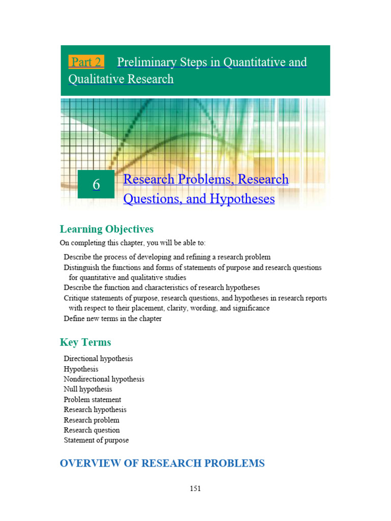 Research Problems_Research Questions _ Hypotheses in Nursing Research | PDF