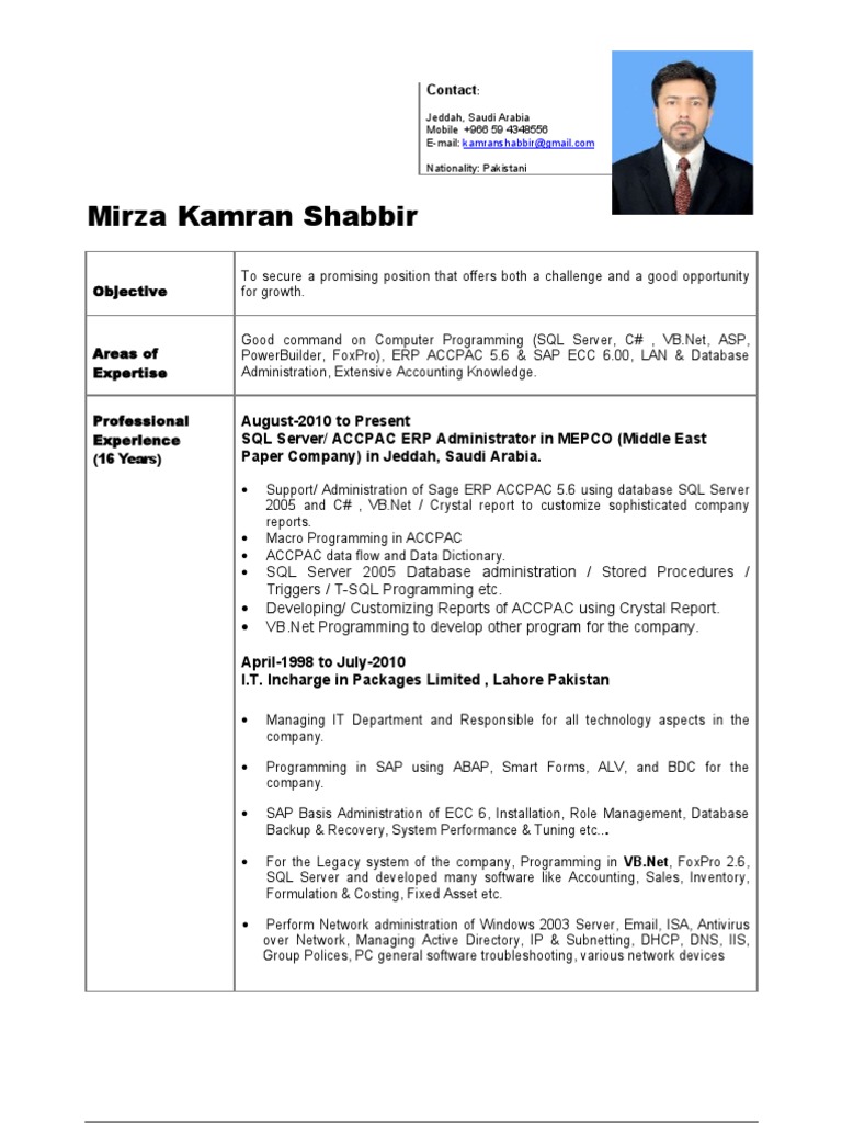 CV Kamran | PDF | Databases | Computer Network