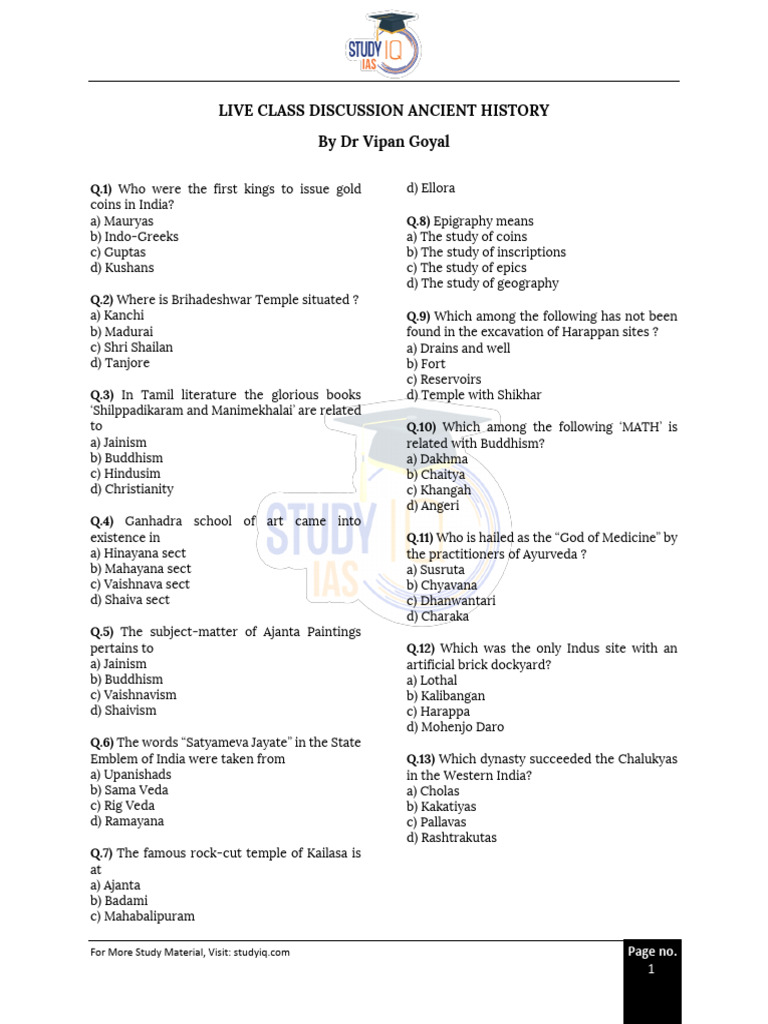 Ancient History Quiz Questions | PDF | Ashoka