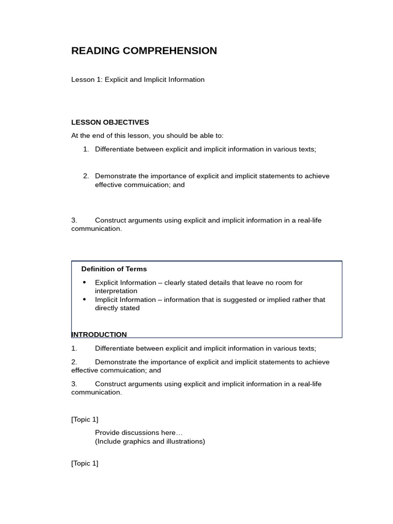 Understanding Explicit vs Implicit Info | PDF