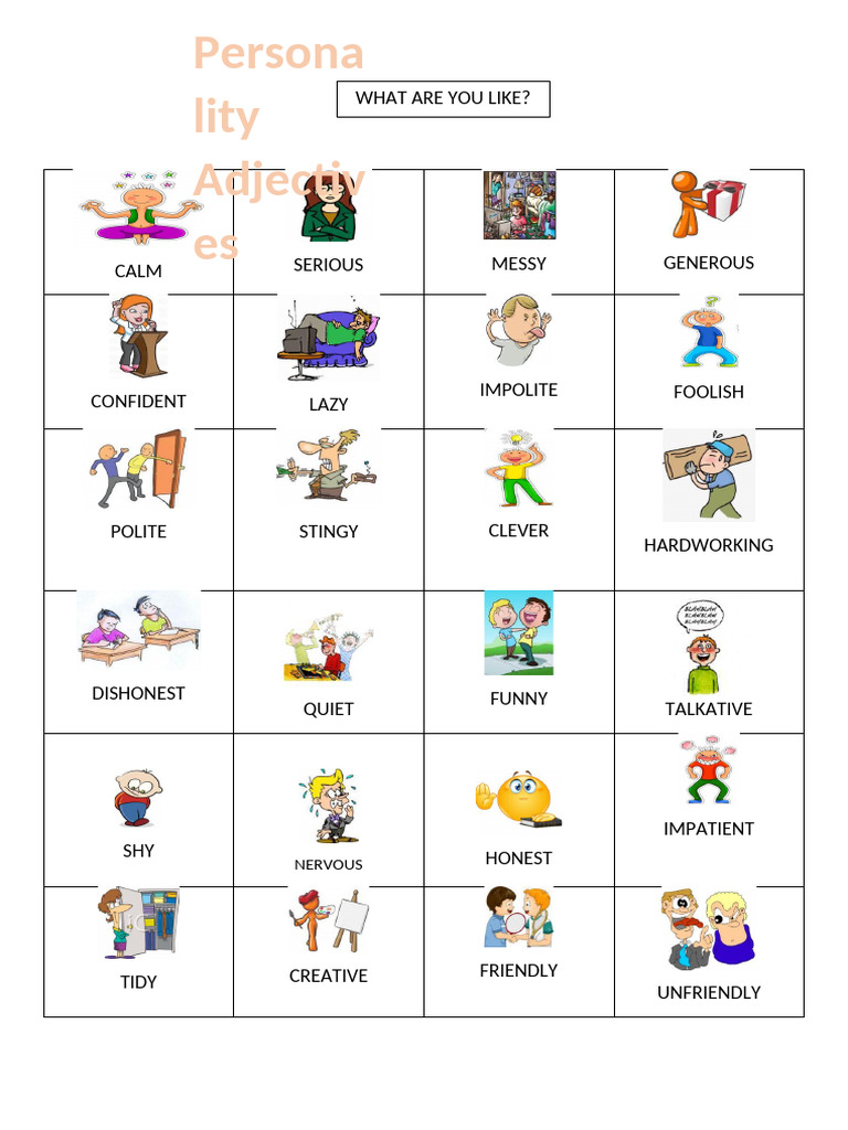 Personality Adjectives Worksheet | PDF