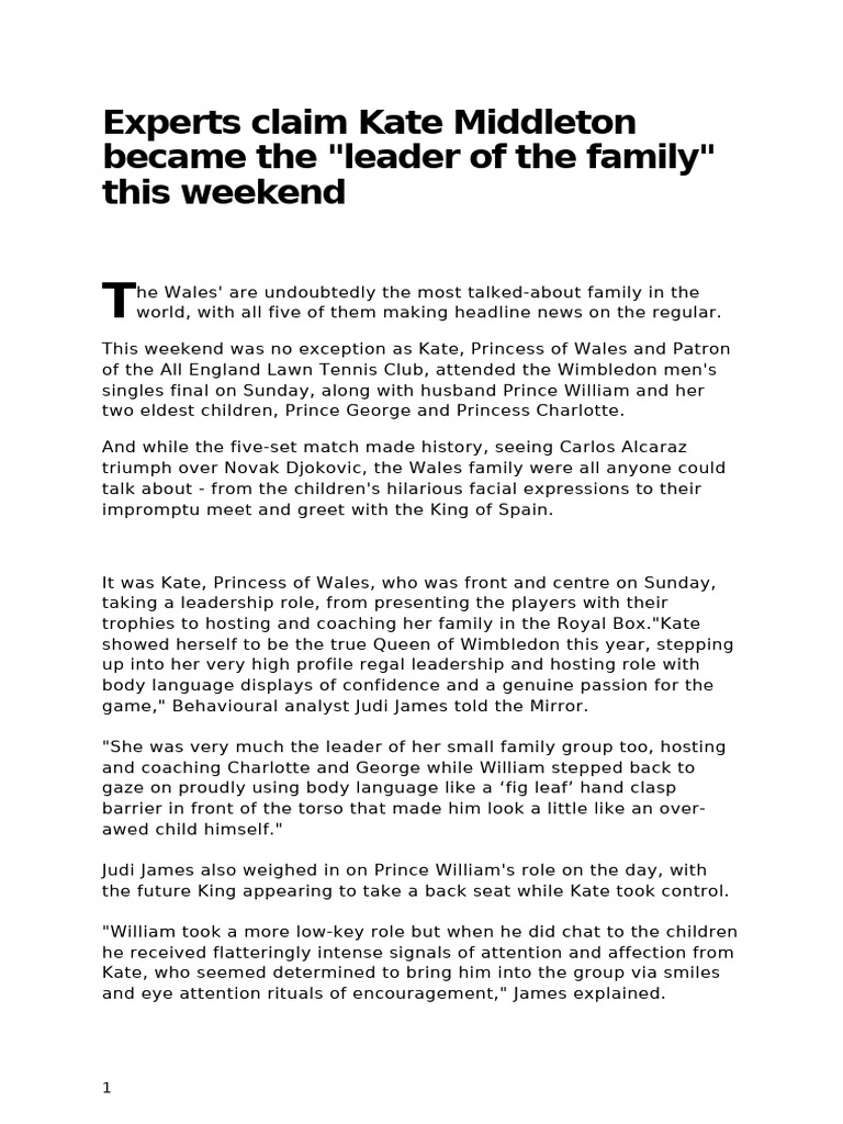 Kate Middleton Leads Family at Wimbledon | PDF
