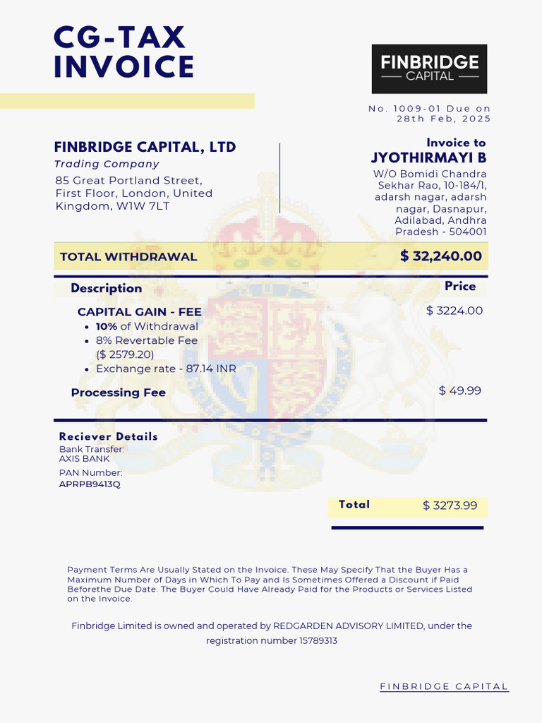 Cgt Invoice - Jyothirmayi b | PDF
