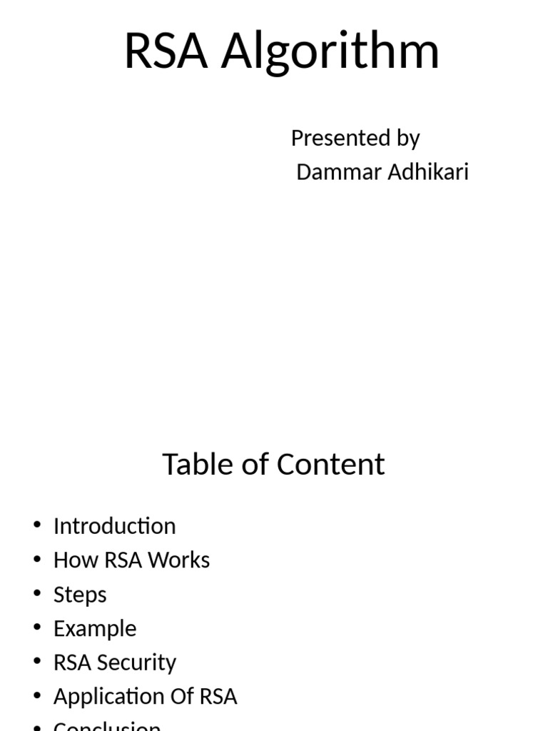 RSA_Algorithm_Presentation .5 | PDF