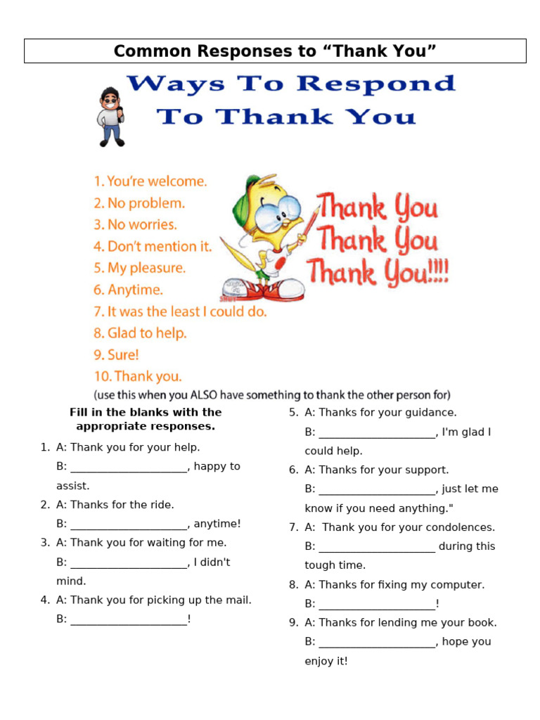 Common Responses To Thank You | PDF