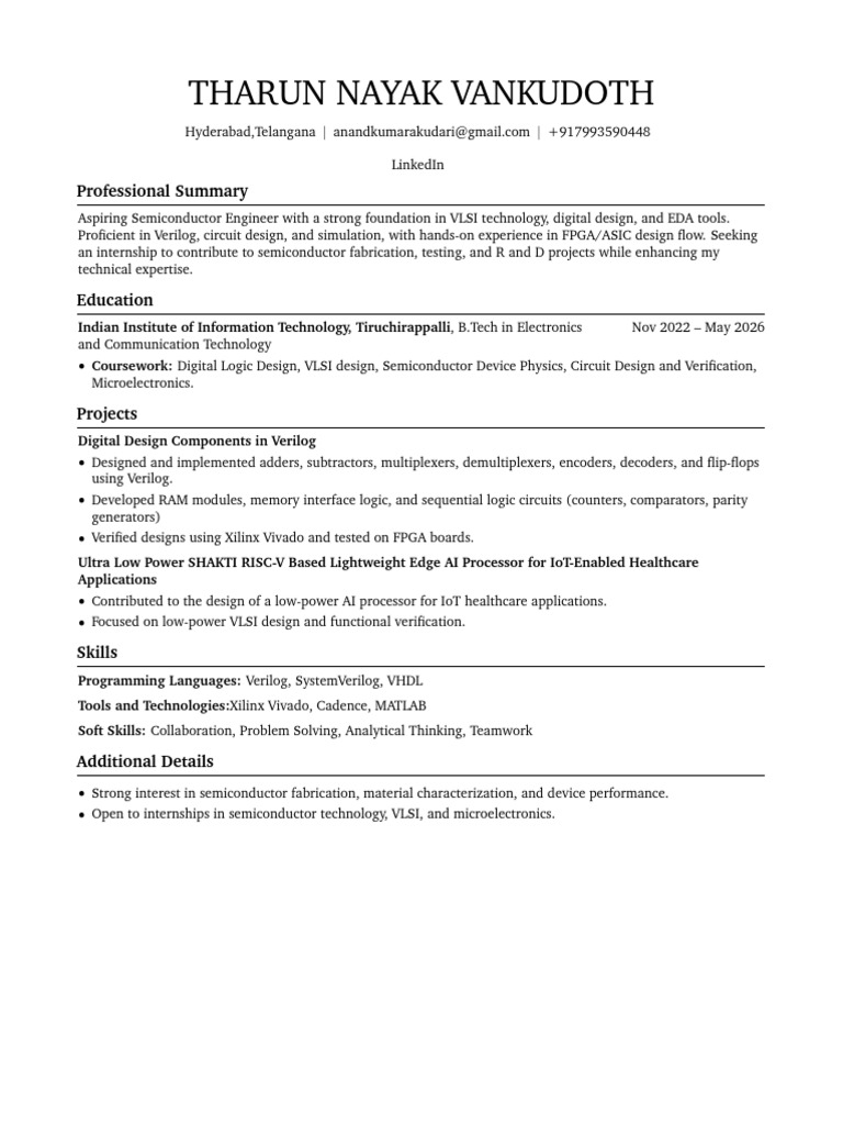 RenderCV EngineeringResumes Theme | PDF