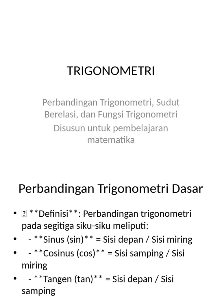 Trigonometri Lengkap PPT | PDF