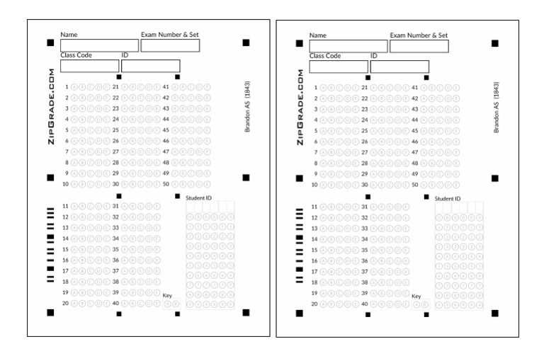 Updated ZipGrade Answer Sheet | PDF