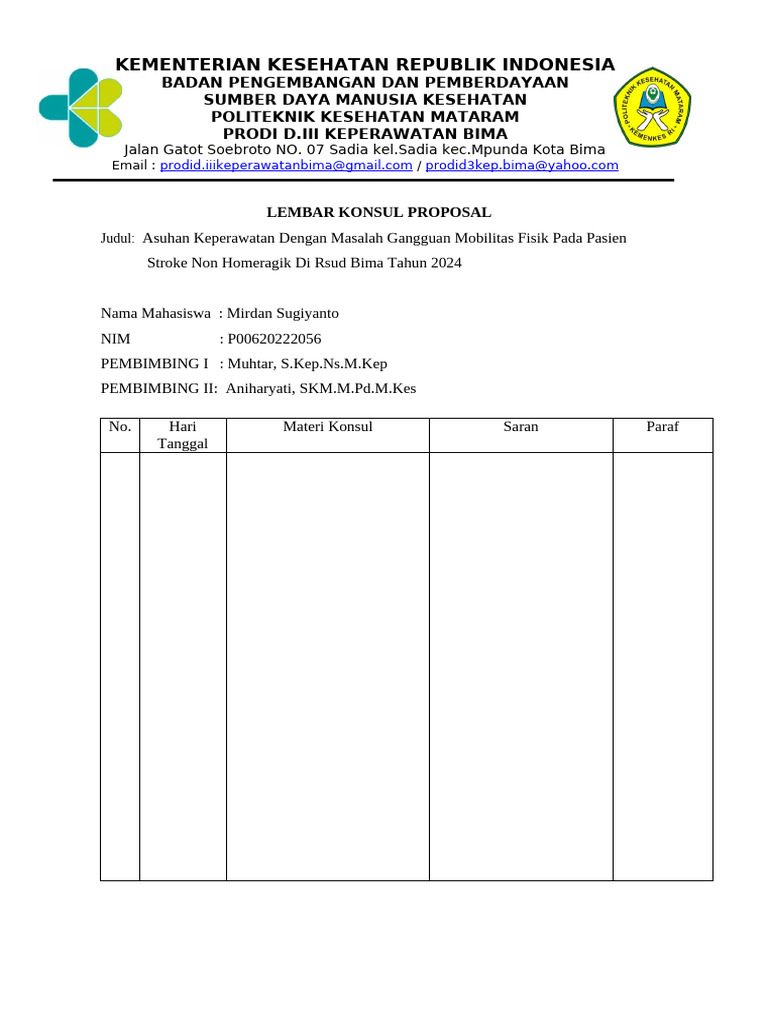 Lembar Konsul Proposal | PDF