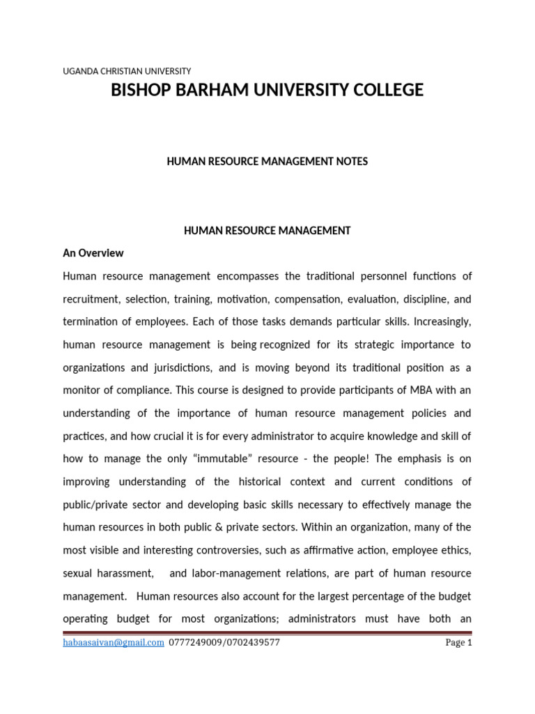 BBA HRM Detailed Course Notes | PDF | Recruitment | Human Resource ...